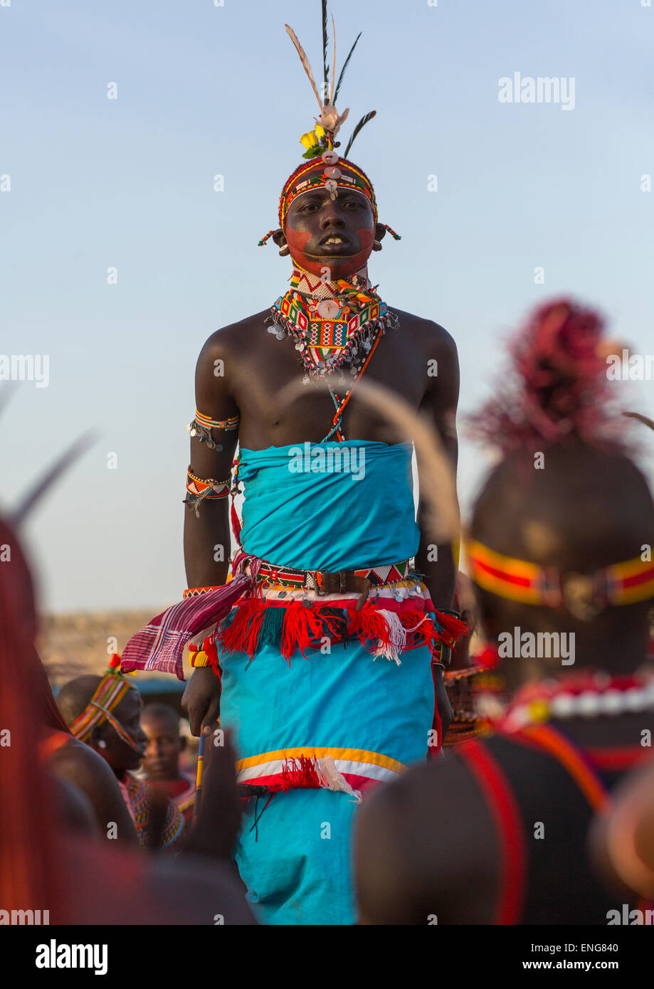 Rendille Tribesman Dance, Turkana Lake, Loiyangalani, Kenya Stock Photo ...