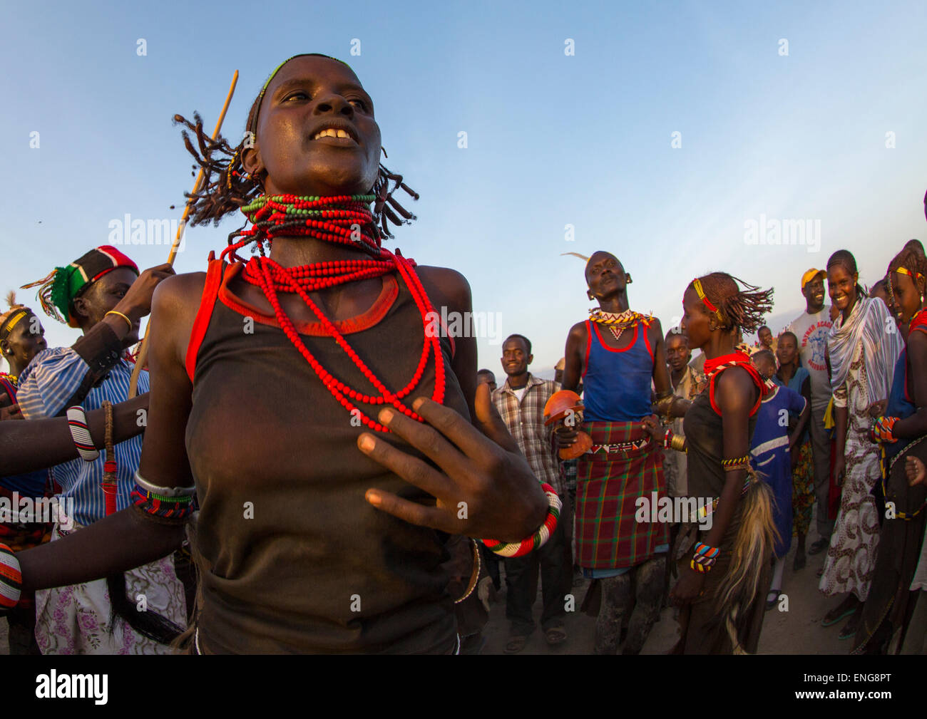 Turkana Tribe People Dancing, Turkana Lake, Loiyangalani, Kenya Stock ...