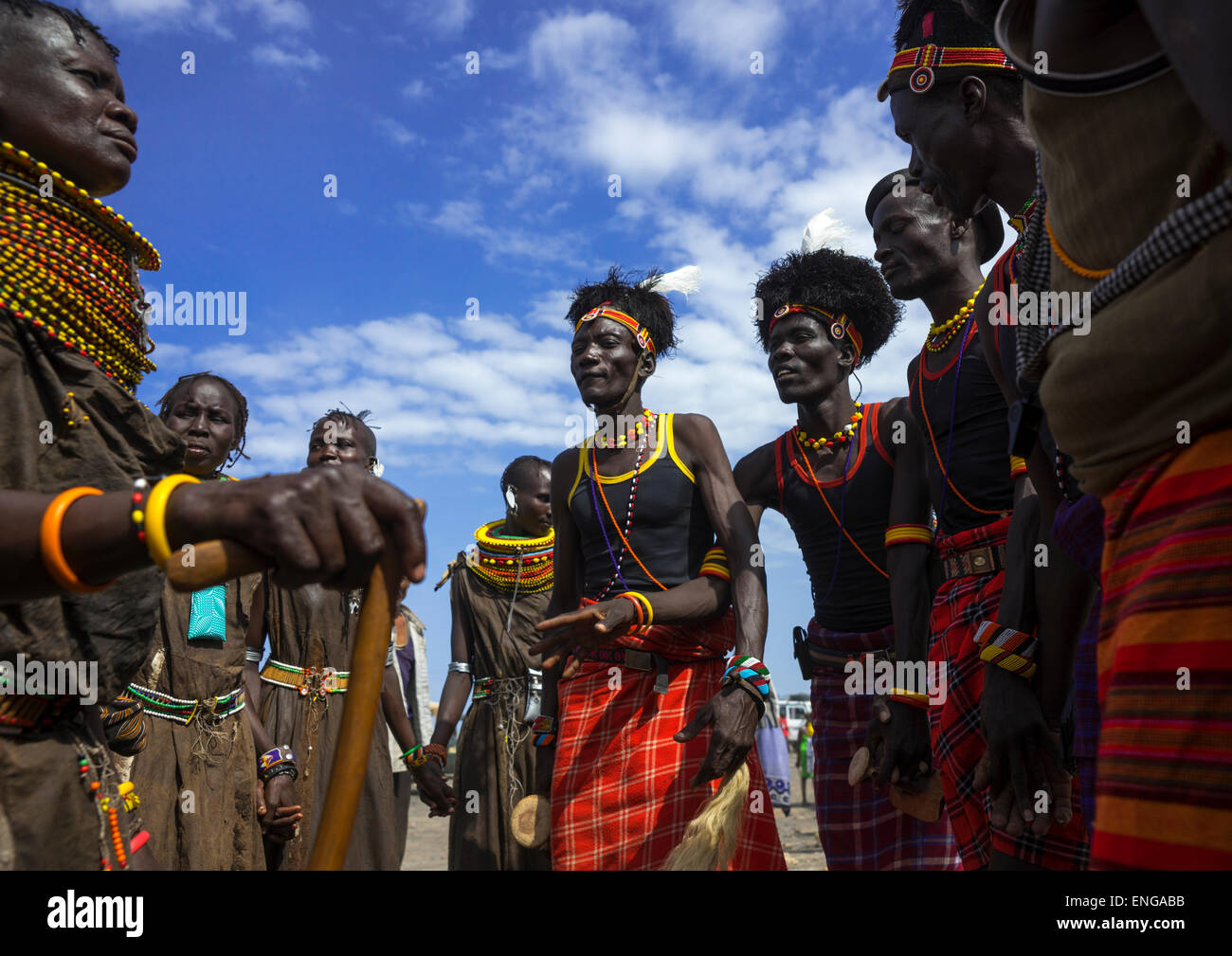 Turkana Tribe People Dancing, Turkana Lake, Loiyangalani, Kenya Stock ...
