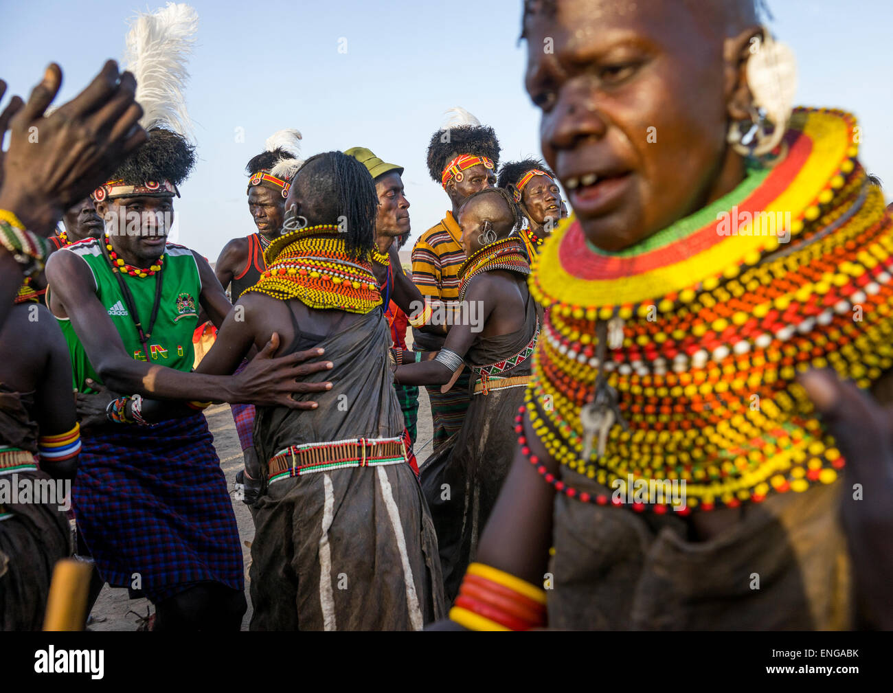 Turkana Tribe People Dancing, Turkana Lake, Loiyangalani, Kenya Stock ...