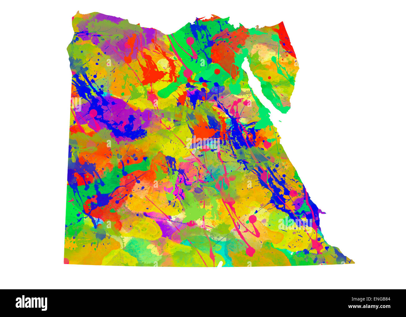 Watercolor Map of Egypt Stock Photo - Alamy