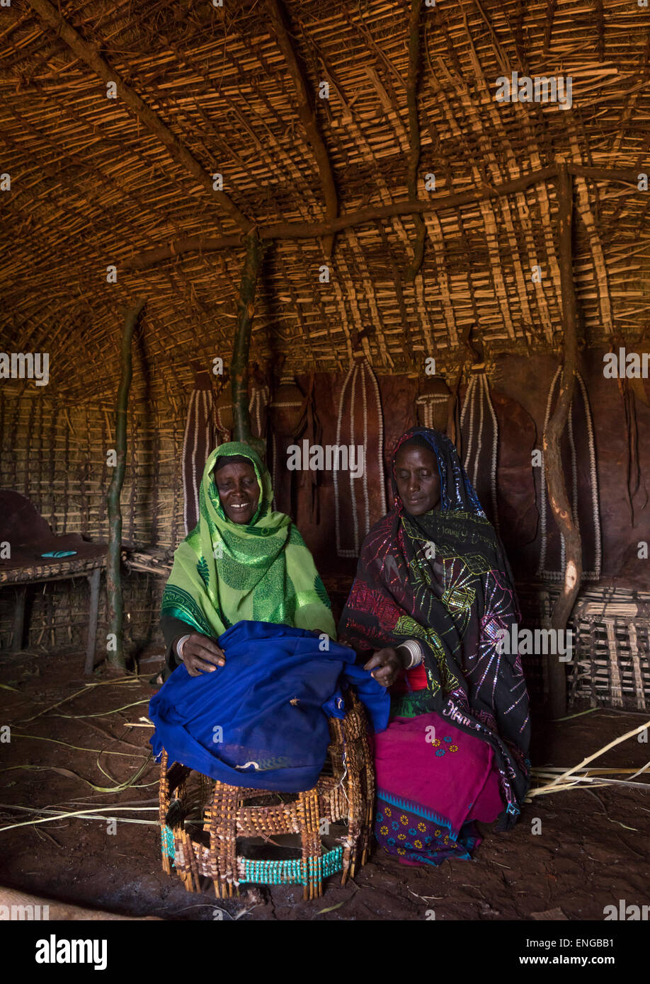 Borana Tribe Women Inside A Hut, Chalbi Desert, Marsabit, Kenya Stock ...