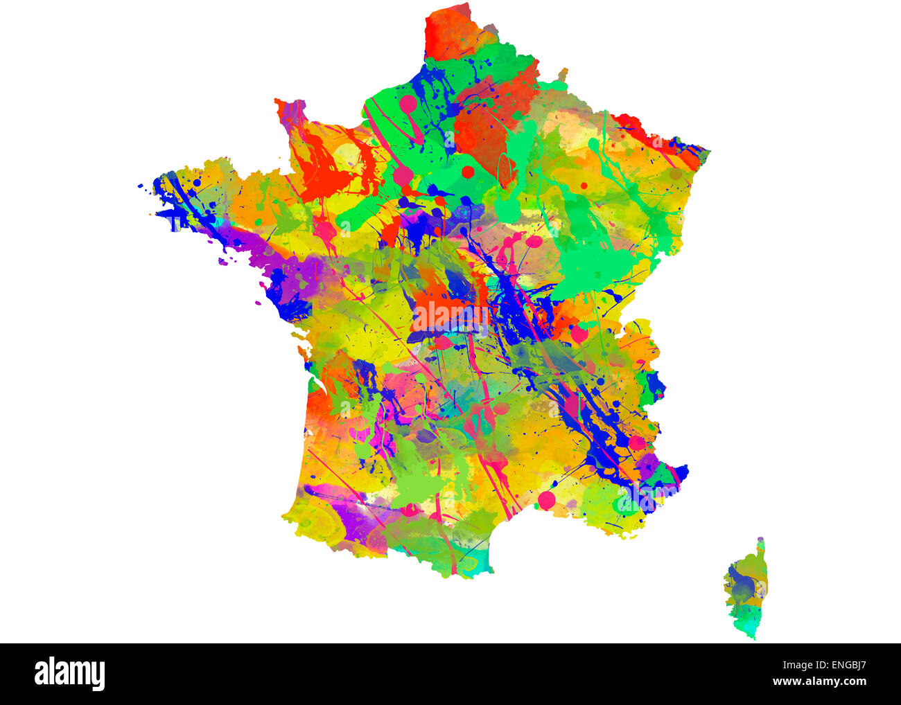 Watercolor Map of France Stock Photo - Alamy
