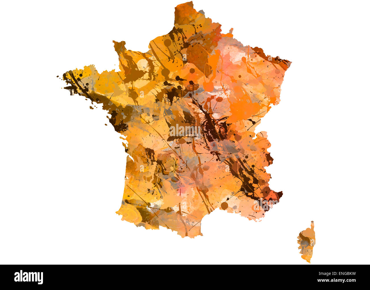 Watercolor Map of France Stock Photo - Alamy