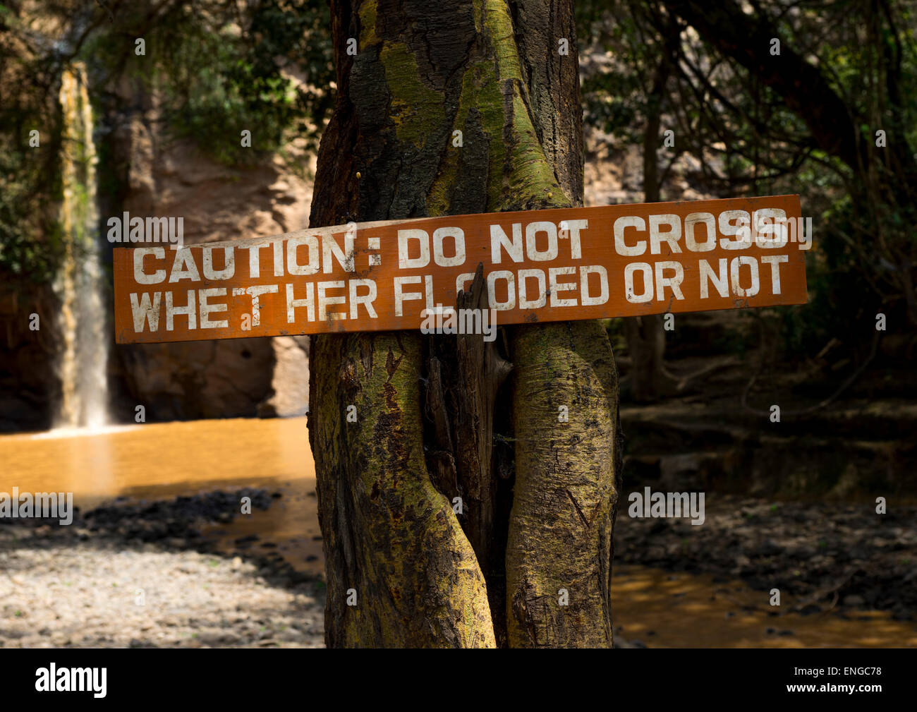 A Sign Tells The Public About Flooded River, Nakuru District Of The ...