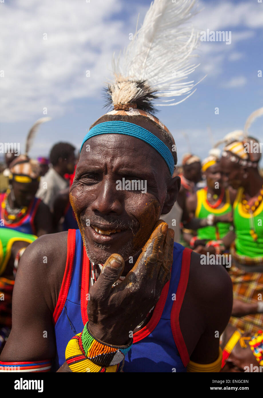 Men Make Up In Dassanech Tribe, Turkana Lake, Loiyangalani, Kenya Stock ...