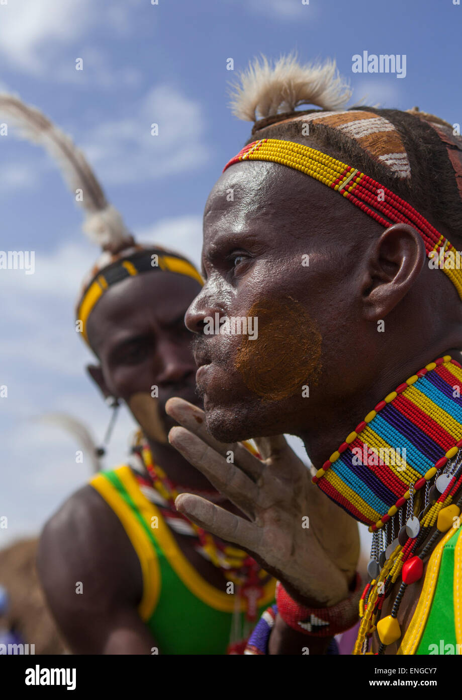 Men Make Up In Dassanech Tribe, Turkana Lake, Loiyangalani, Kenya Stock ...