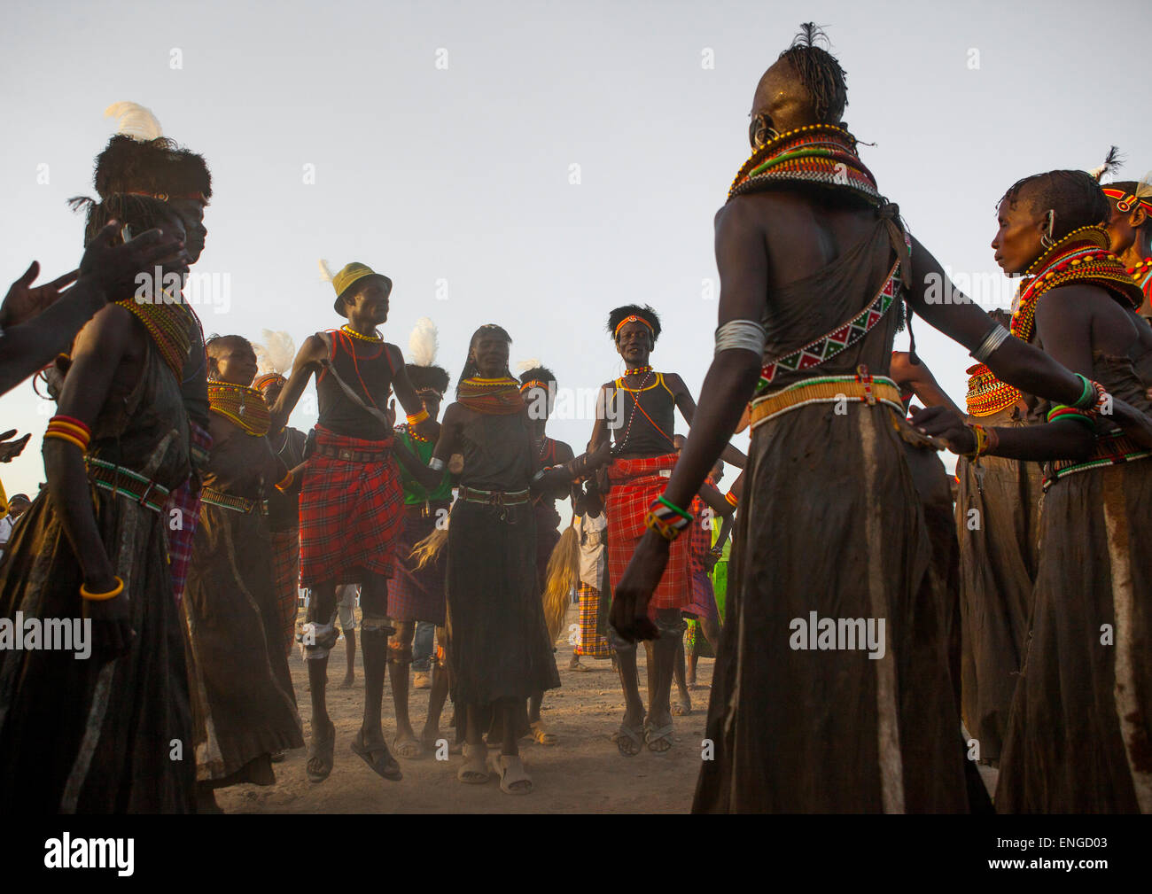 Turkana Tribe People Dancing, Turkana Lake, Loiyangalani, Kenya Stock ...