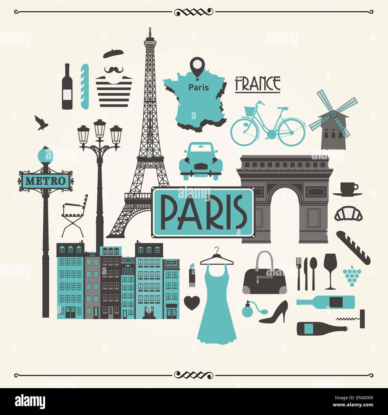 Vector items of paris Stock Vector Image & Art - Alamy