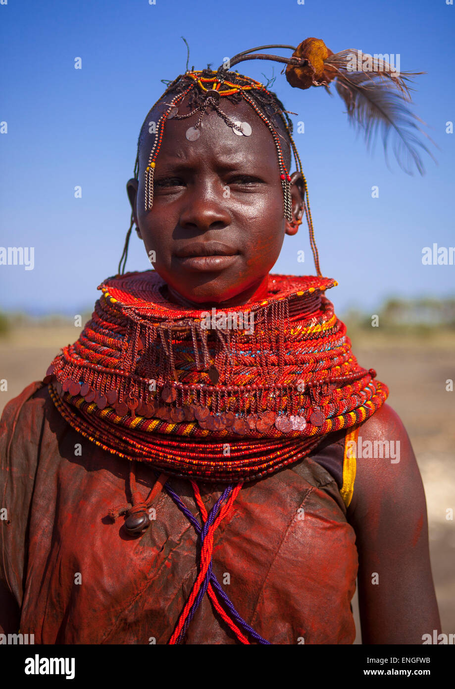 Turkana Tribe Woman With Huge Necklaces And Ear Rings, Turkana Lake ...
