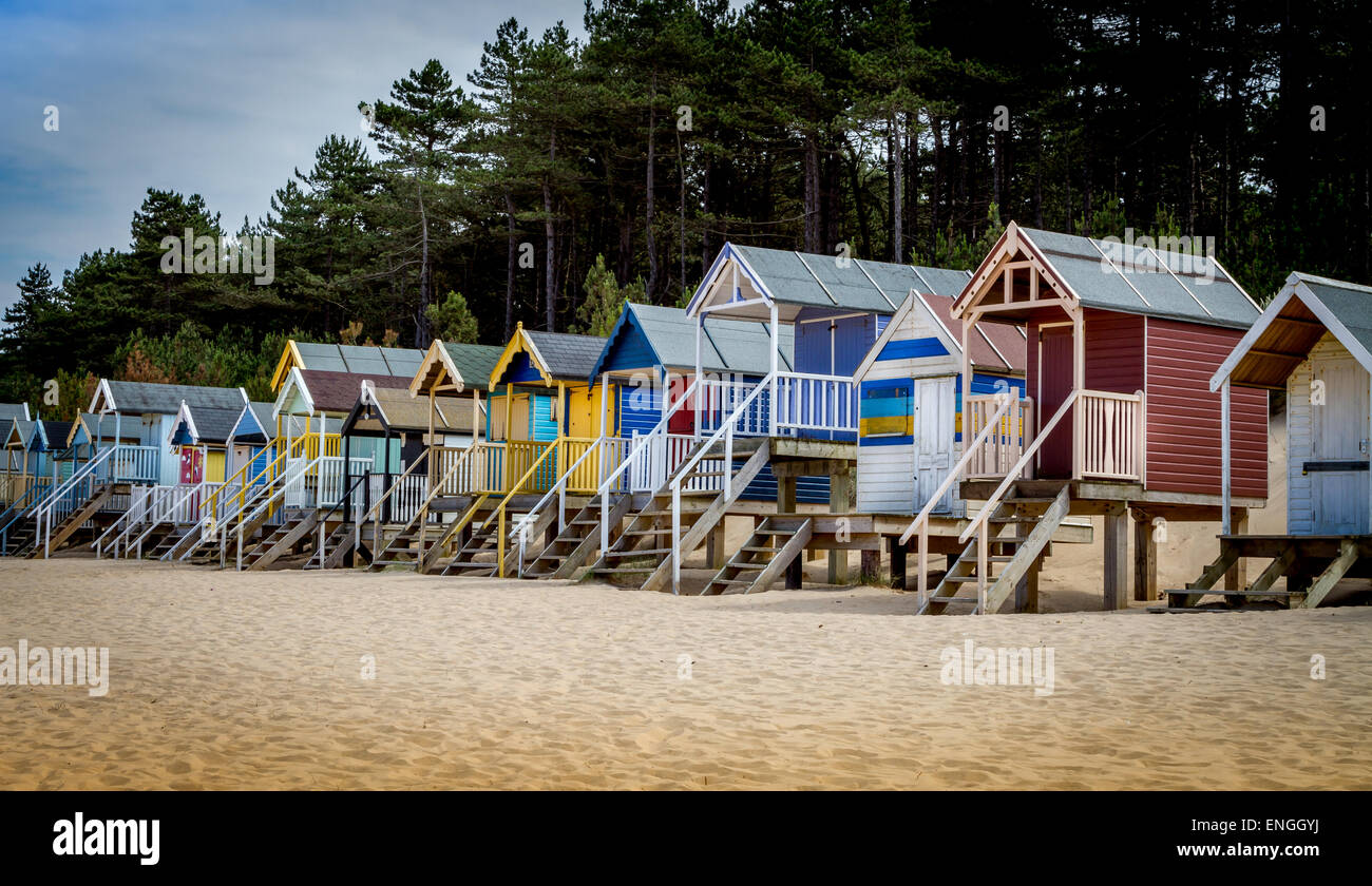 Brightly Coloured Beach Huts at on the Award Winning Beach at Wells ...