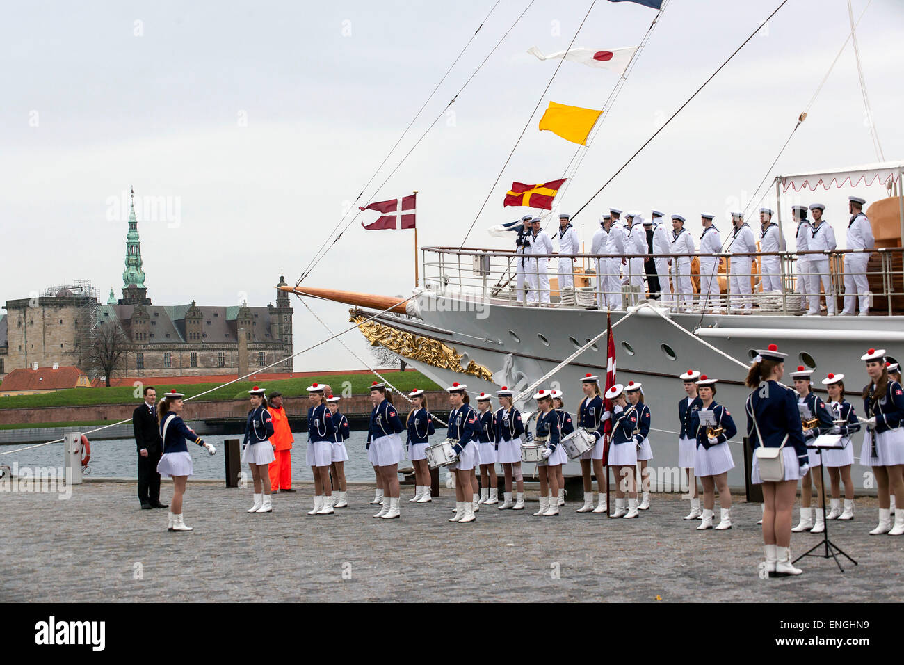 Helsingore, Denmark. 5th May, 2015. The royal ship, Dannebrog, arrives ...