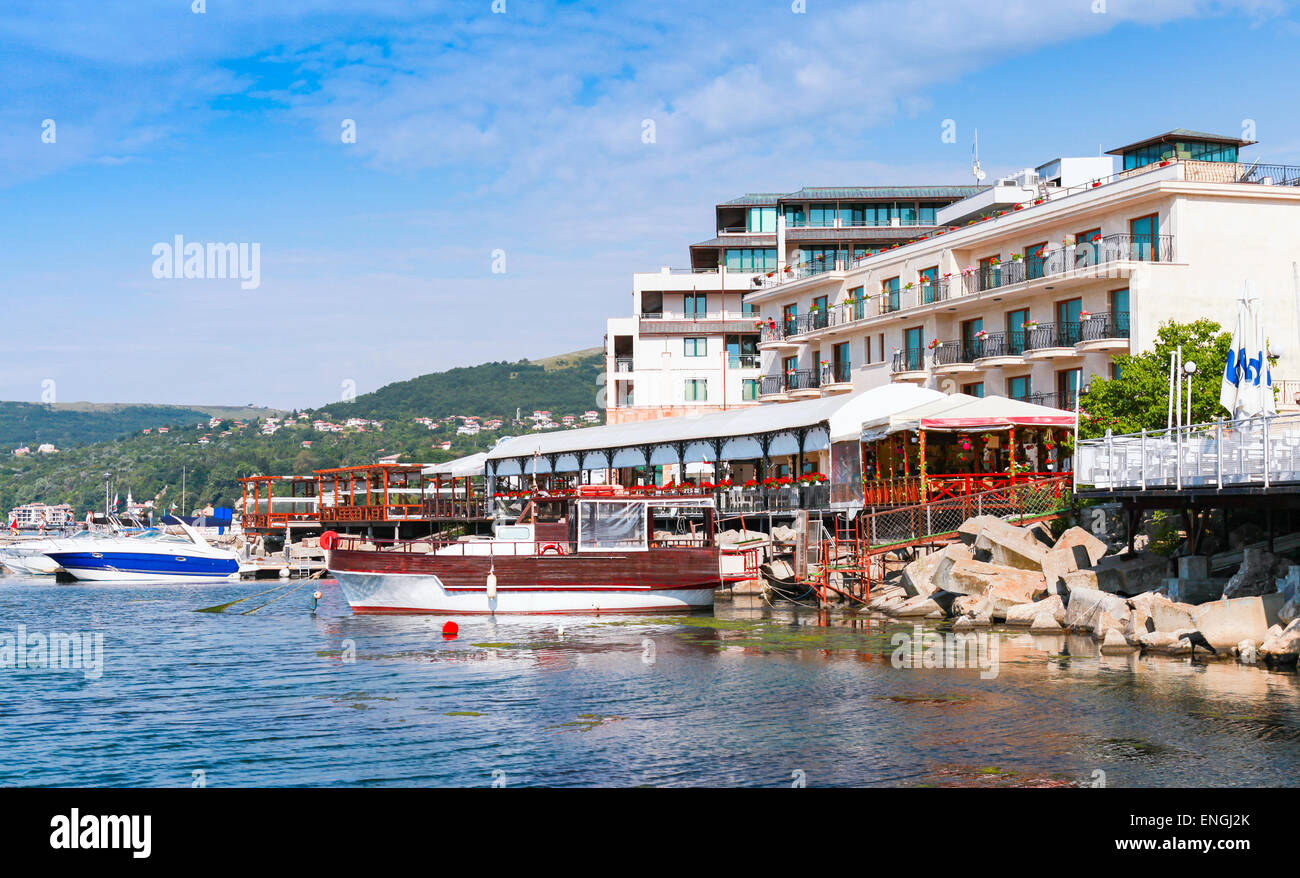 Summer coastal landscape of Balchik. Coast of Black Sea, Varna region ...