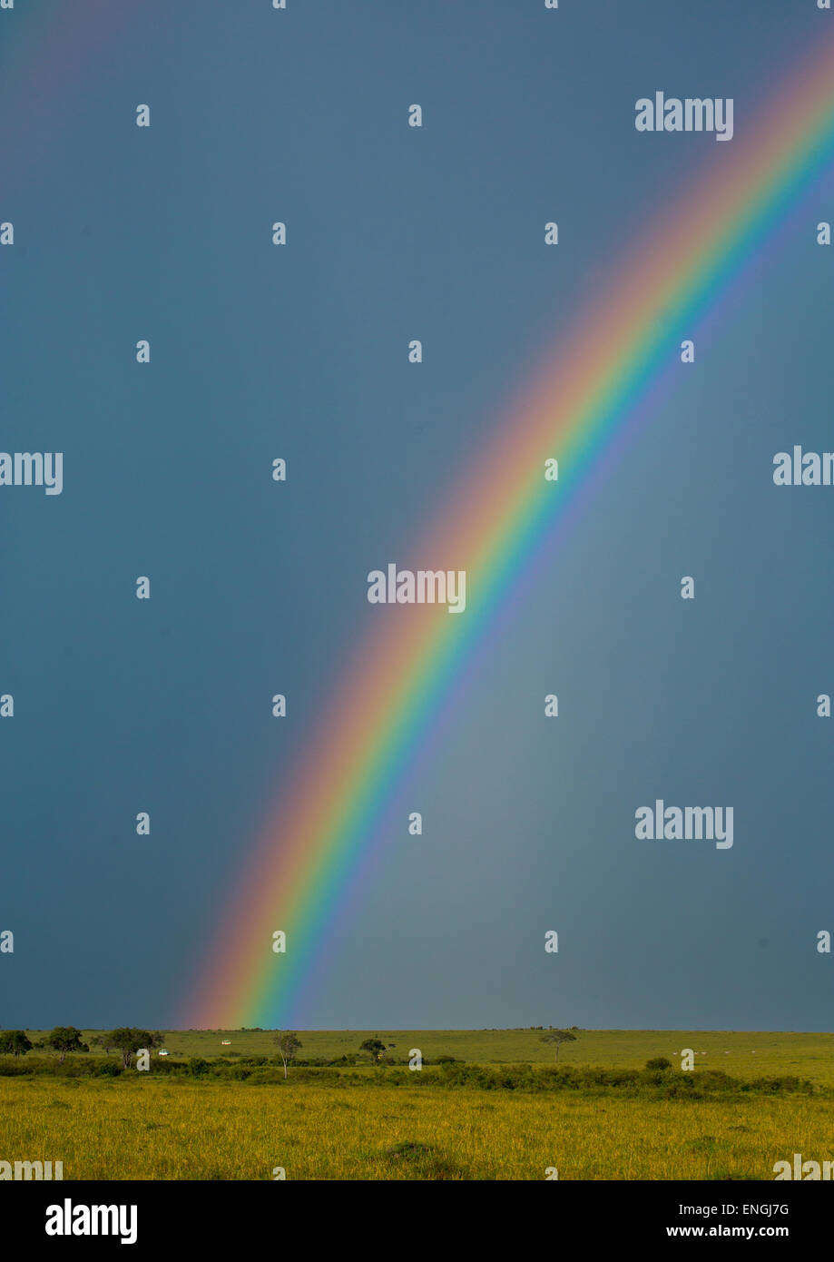 Rainbow After Rainstorm, Rift Valley Province, Maasai Mara, Kenya Stock ...