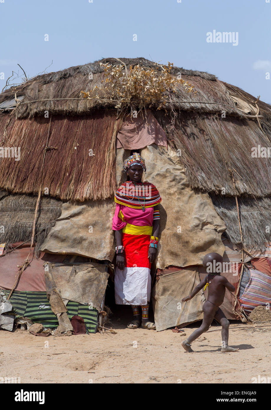 Rendille Tribeswoman Wearing Traditional Headdress And Jewellery ...