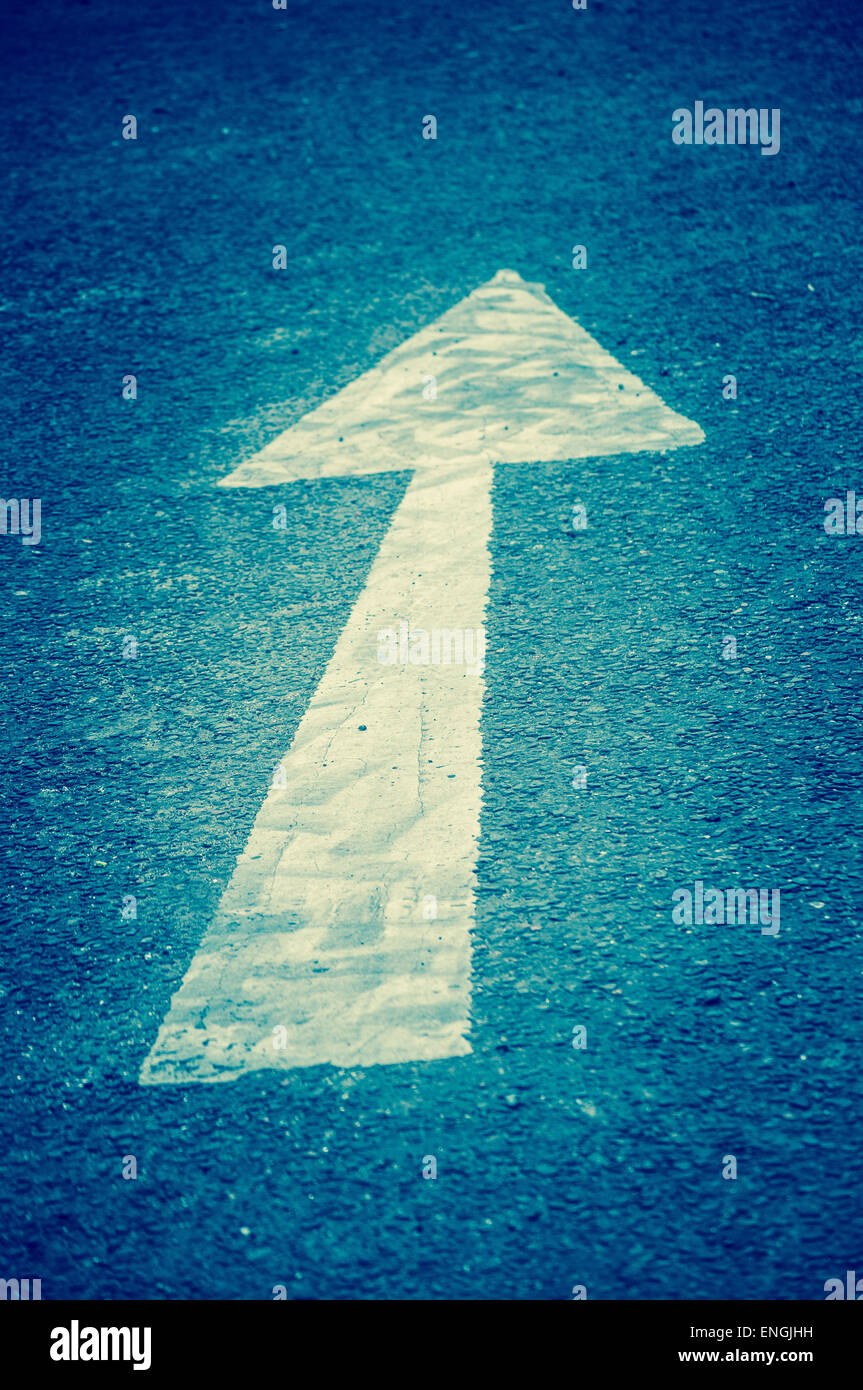 Blue traffic sign white arrow hi-res stock photography and images - Alamy