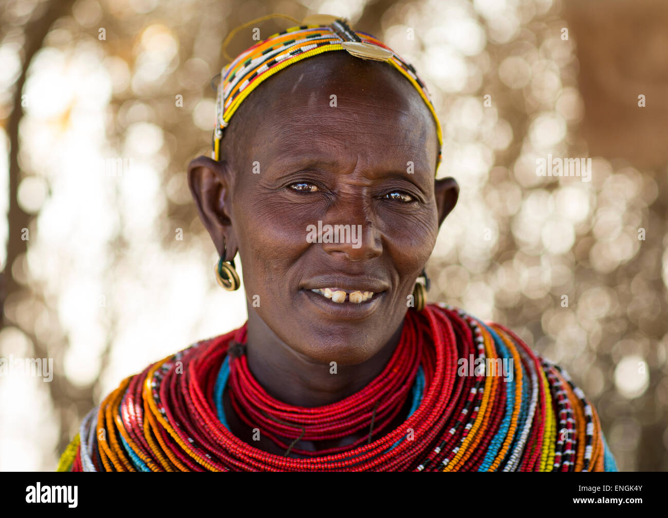 Rendille Tribeswoman Wearing Traditional Headdress And Jewellery ...