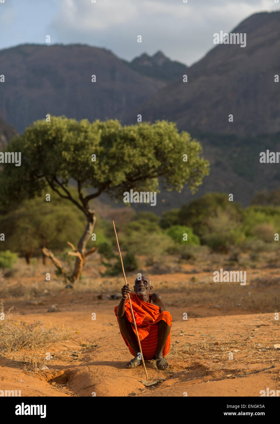 Rendille Blind Tribe Old Man, Marsabit District, Ngurunit, Kenya Stock ...