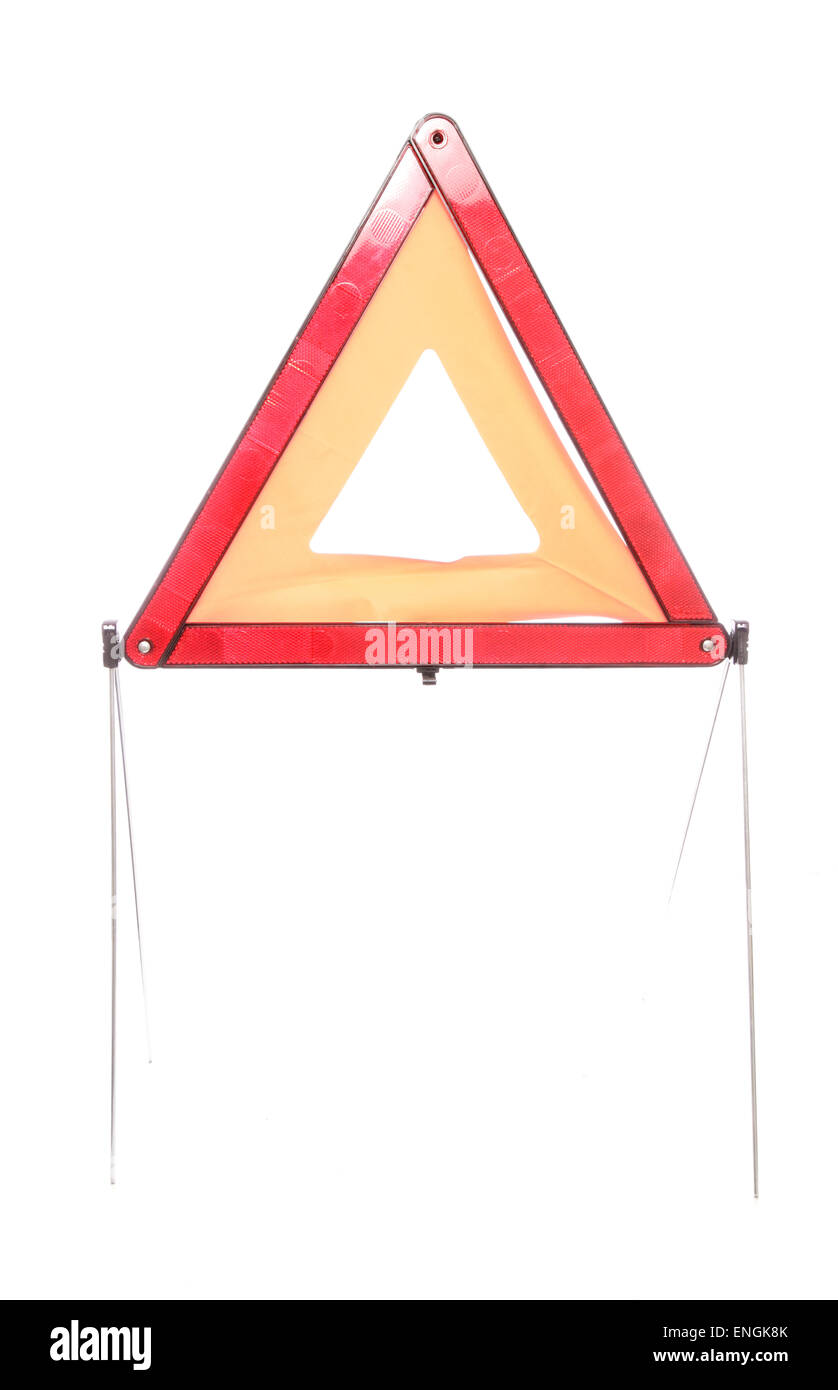 warning breakdown triangle studio cutout Stock Photo - Alamy