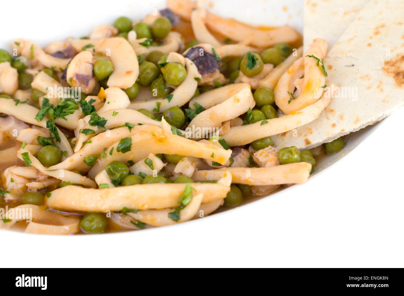 Cuttlefish with Peas Stock Photo - Alamy