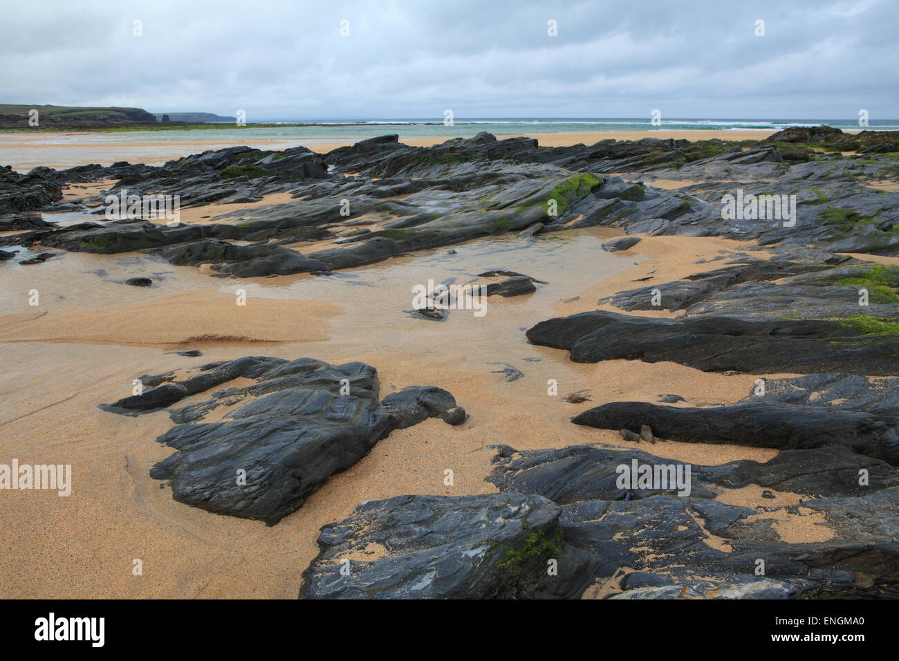 Rockpools on Constantine bay, North Cornwall, England, UK Stock Photo ...