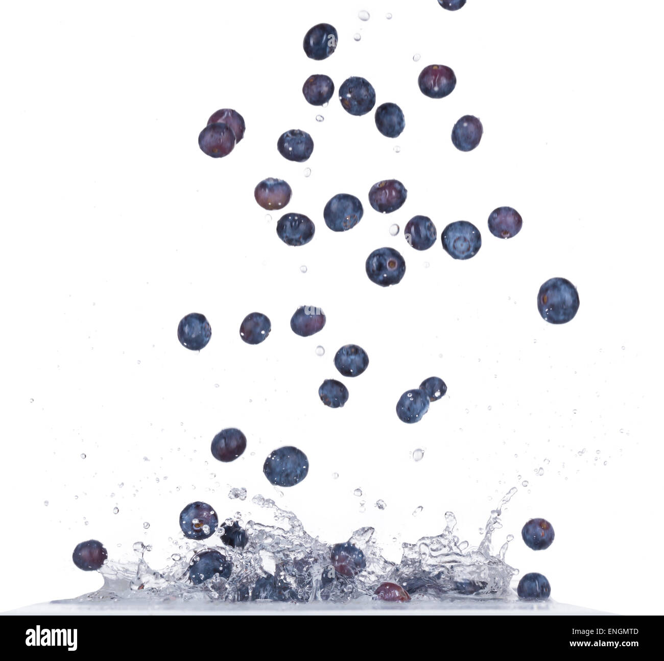 Fresh blueberries in water splash isolated on white backround Stock ...