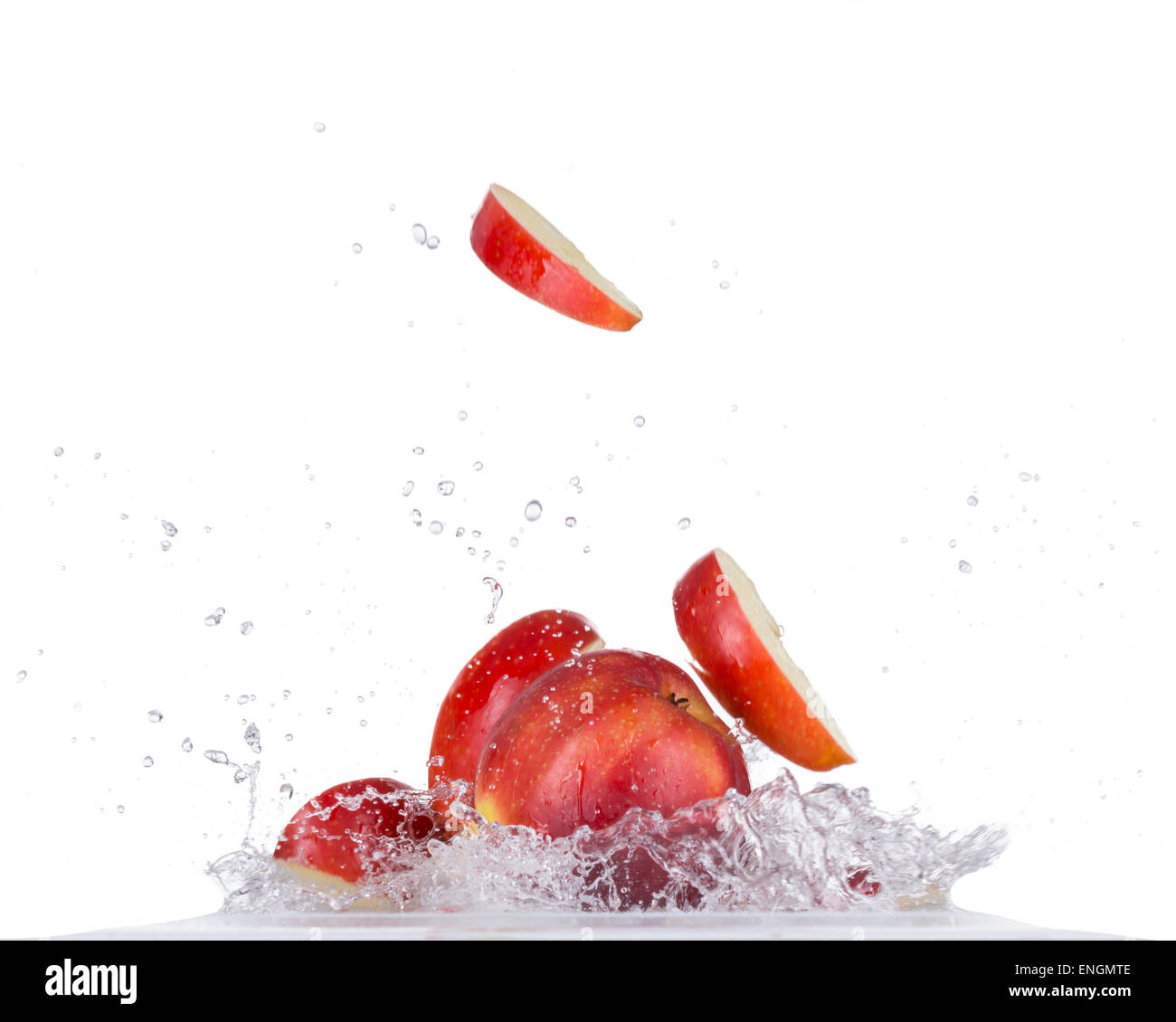 Fresh red apple in water splash isolated on white backround Stock Photo ...