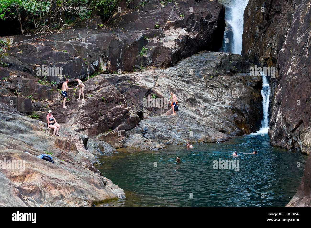 The Klong Phlu Waterfall on Ko Chang, Thailand Stock Photo - Alamy