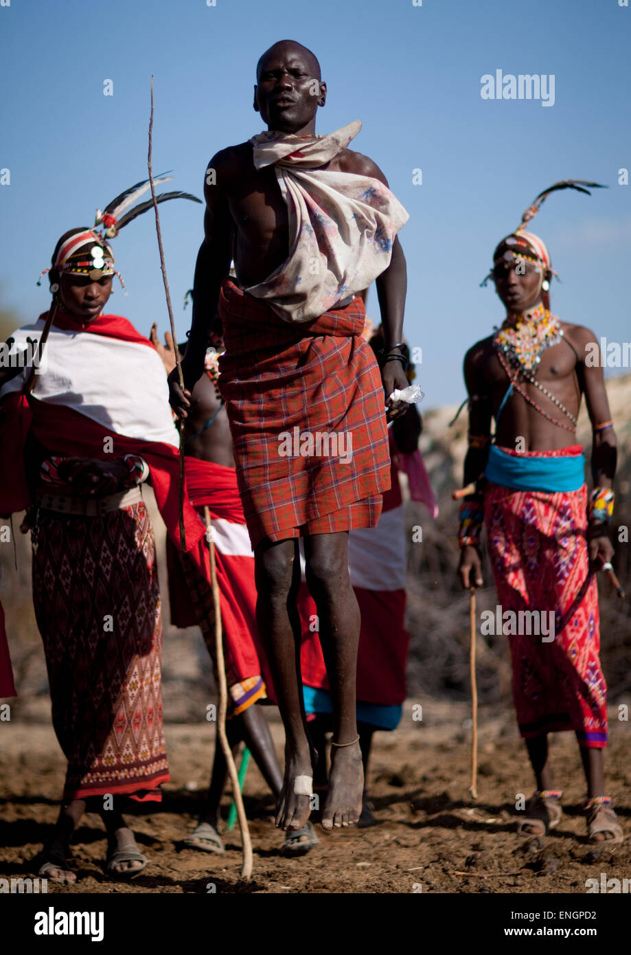 Samburu Tribe Warriors Jumping, Samburu County, Samburu National ...