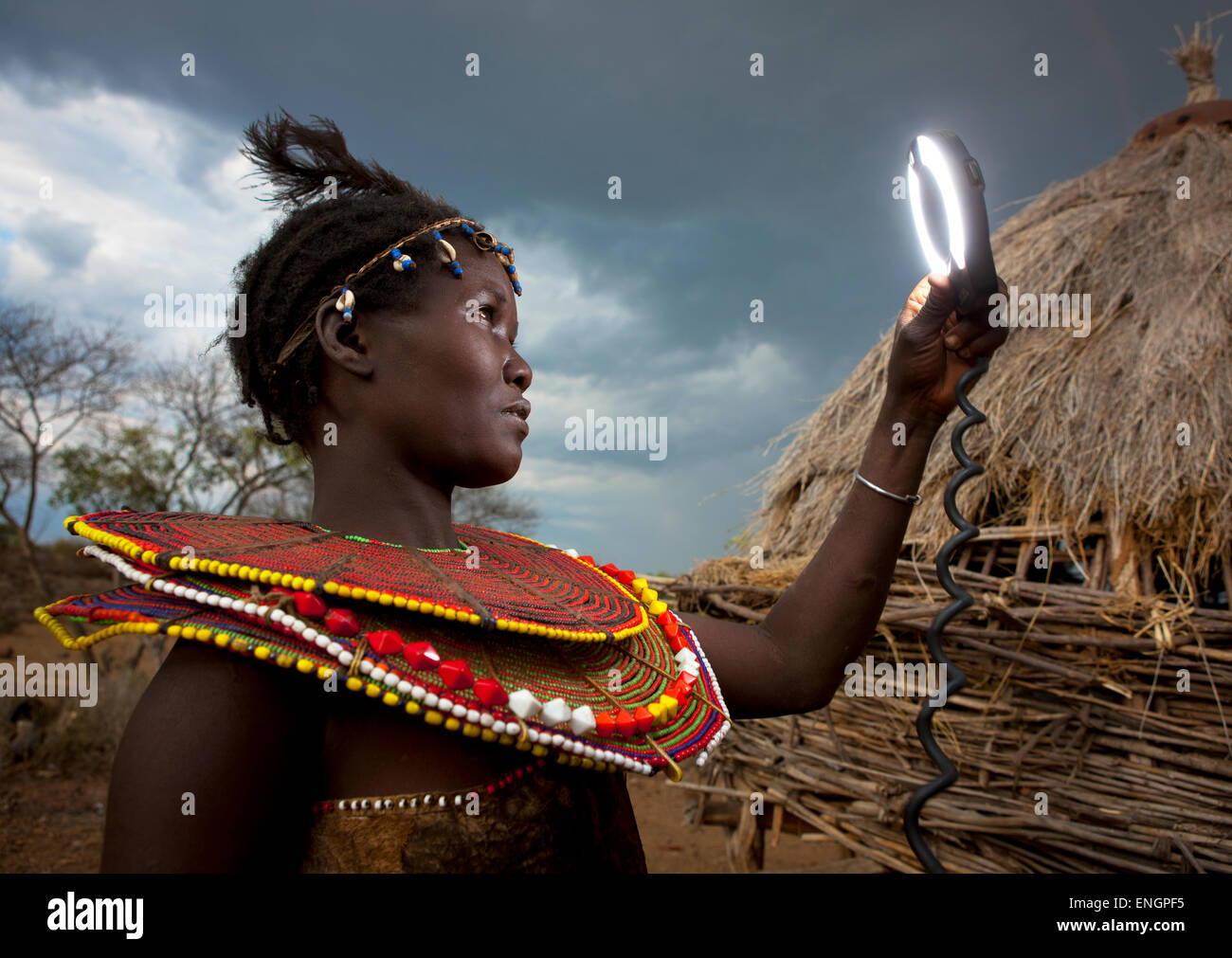 A Pokot Woman Wears Large Necklaces Made From The Stems Of Sedge Grass ...