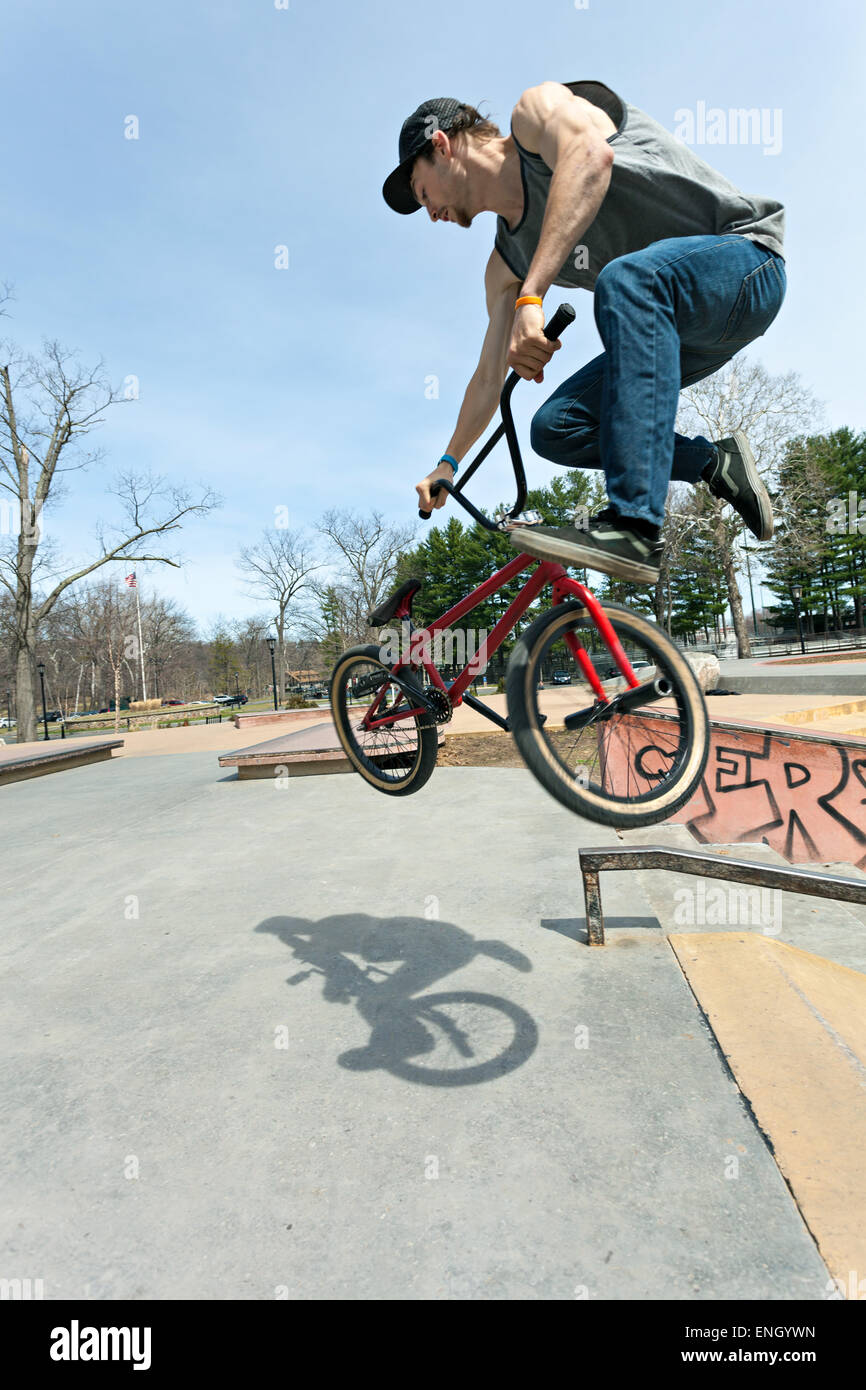 BMX Rider Jumping Stock Photo - Alamy