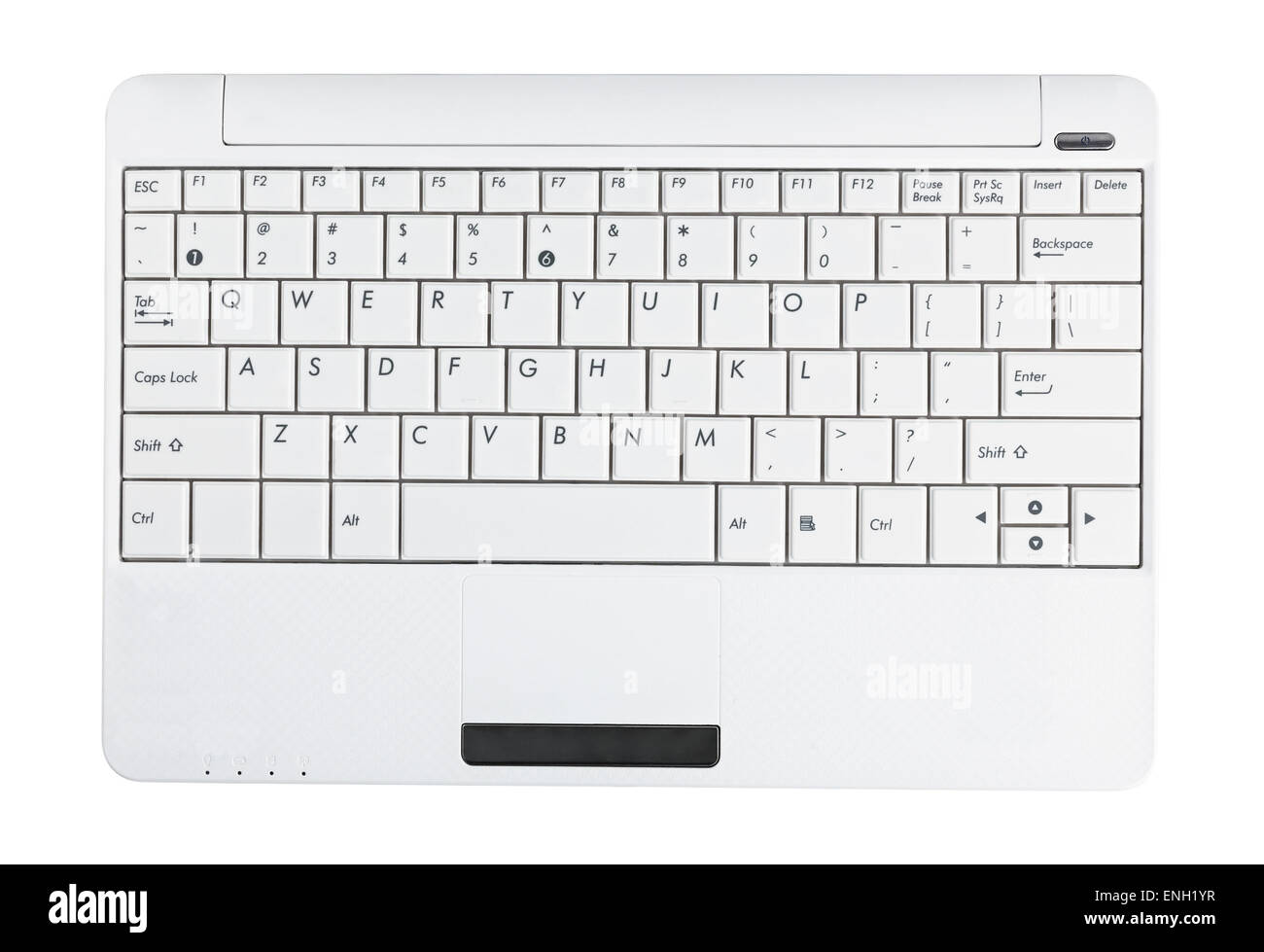 White netbook keyboard with 82 keys isolated on the white background ...