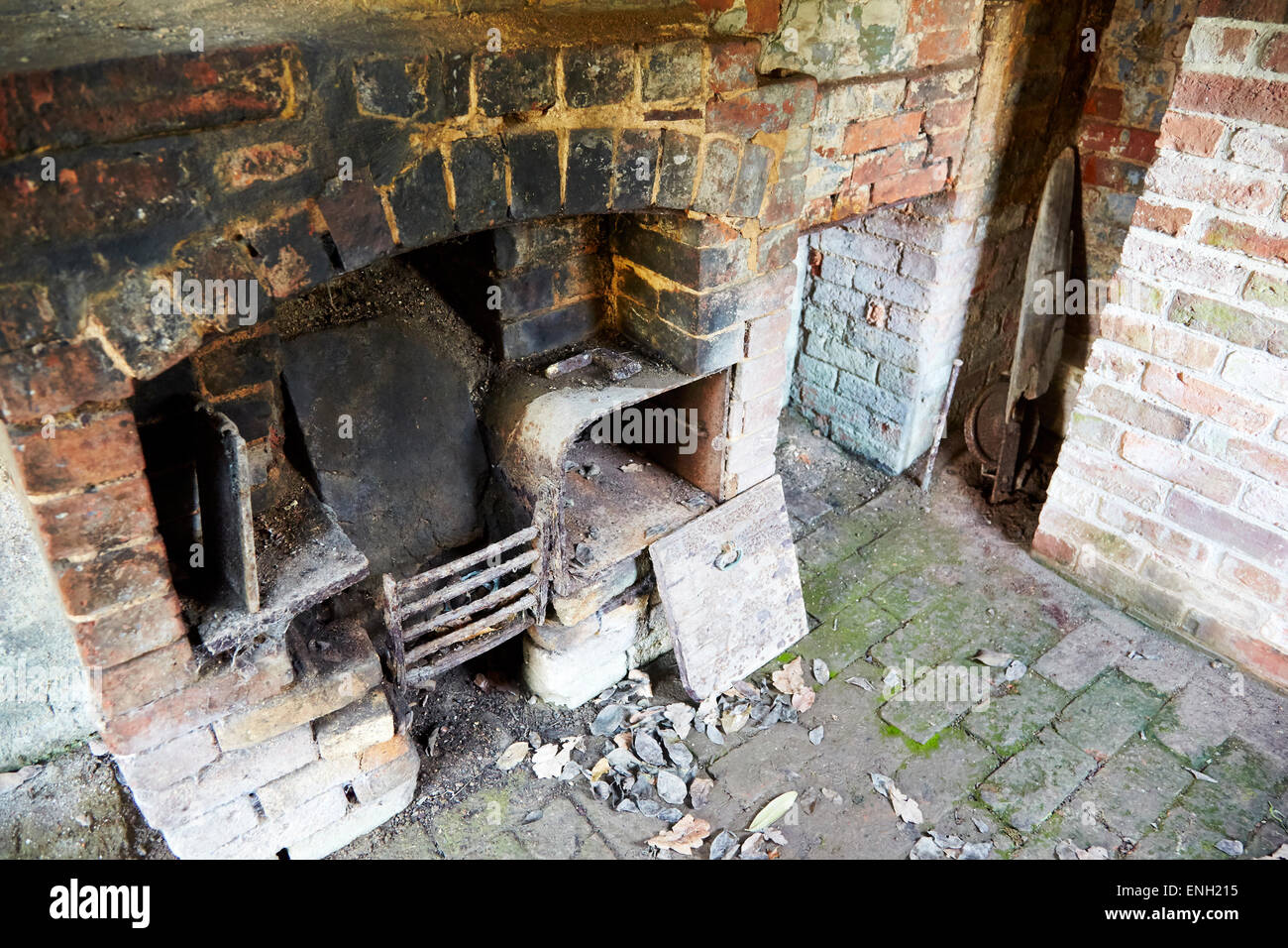 Old hearth in The Gardeners' Bothy at Calke Abbey, Derbyshire, England ...