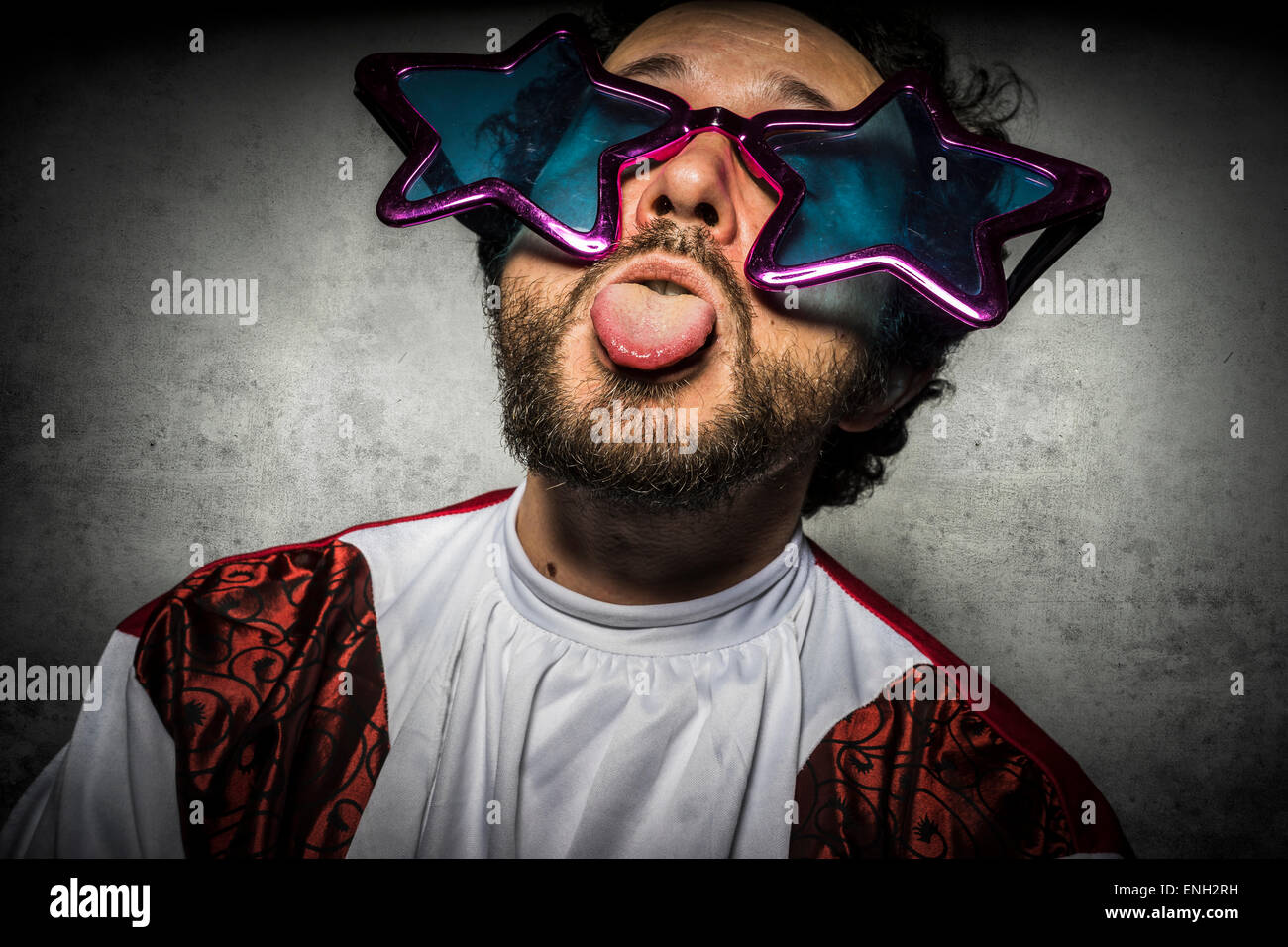 Fun, Surprise, stupid man with glasses graceful gestures and ridiculous ...