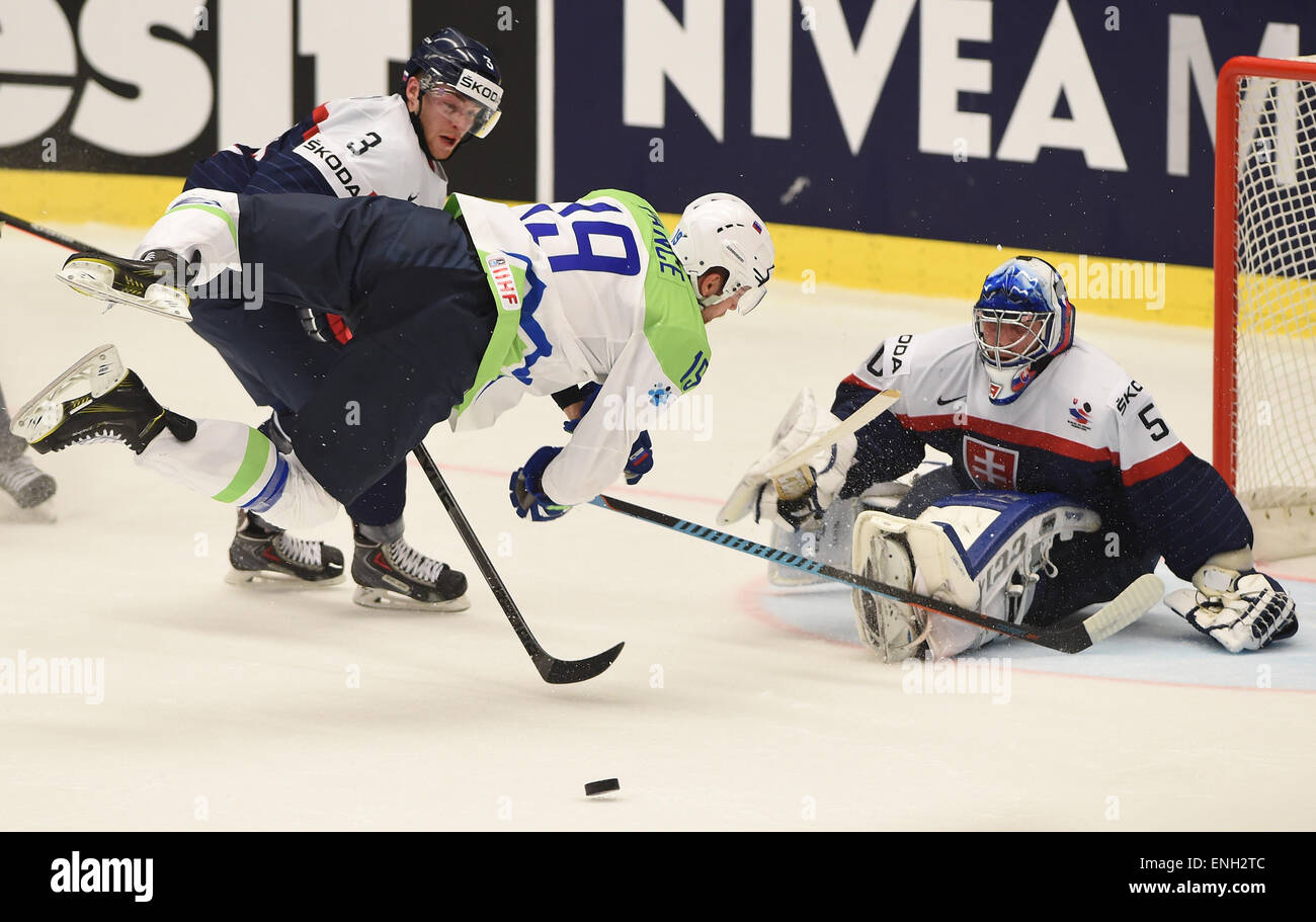 From left defender Adam Janosik of Slovakia, forward Ziga Pance of ...