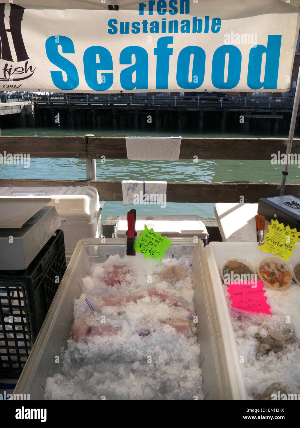 Popular coastal Farmers Market with fresh local sustainable fish stall ...