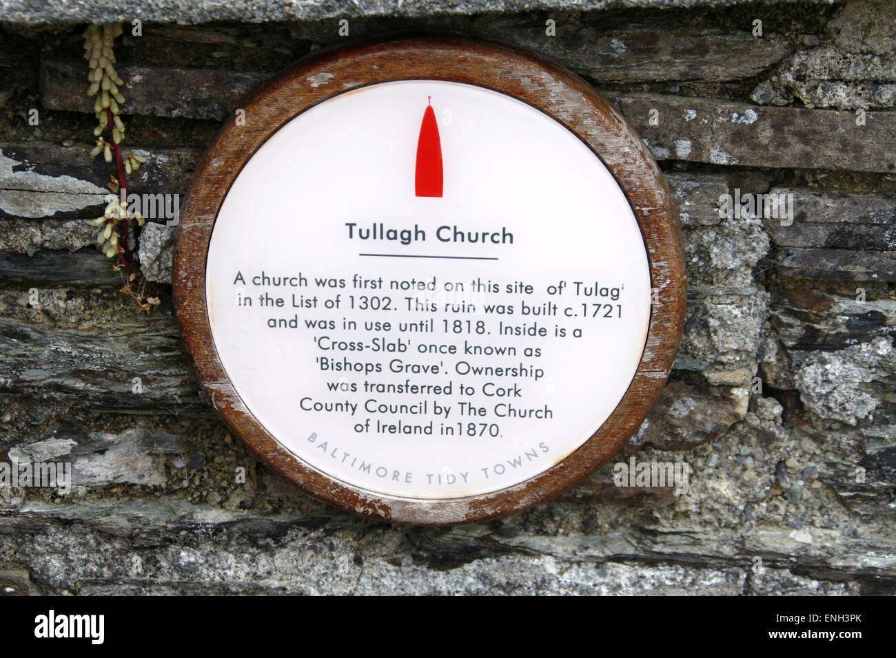 Tullagh Church Visitor Information Plaque in Baltimore Stock Photo - Alamy