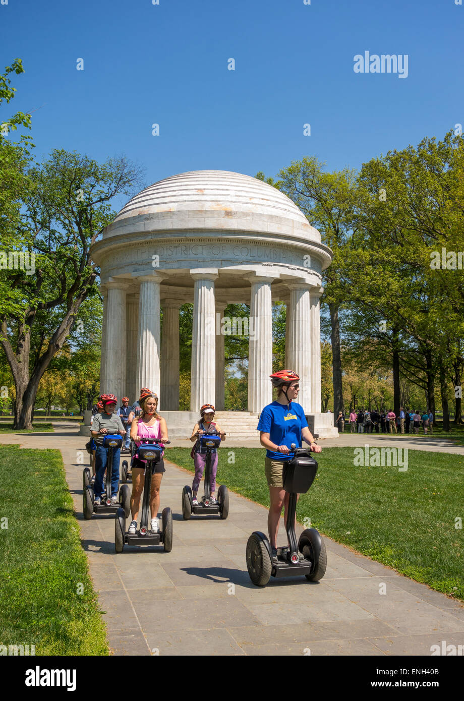 WASHINGTON, DC, USA - Tourists riding Segway electric vehicles, in ...