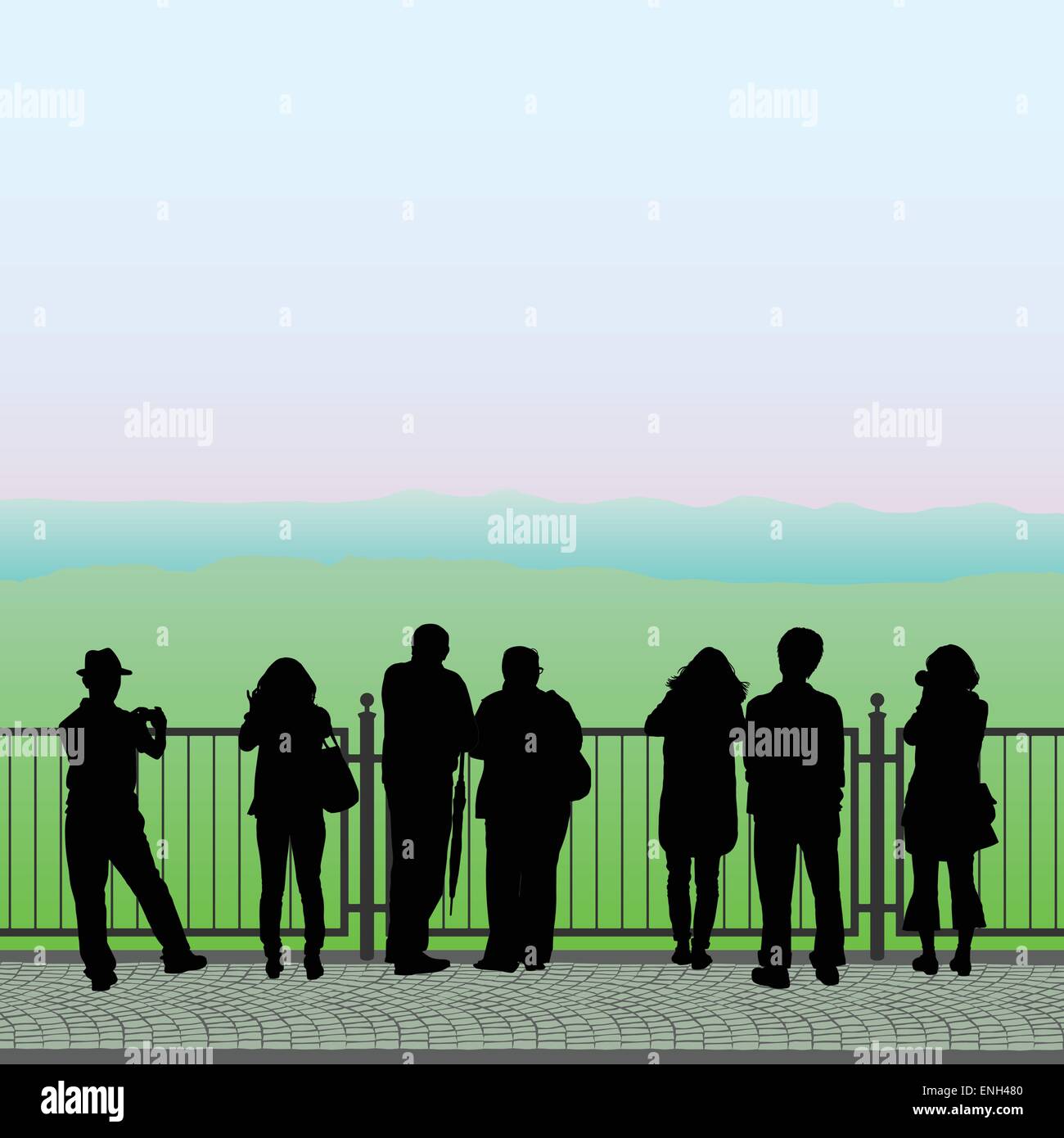 Peoples silhouettes on observation deck hi-res stock photography and ...