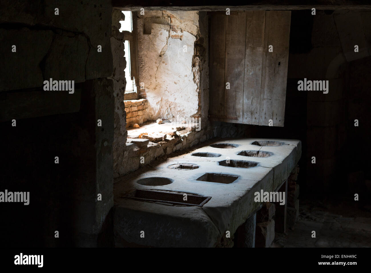 Medieval historical kitchen at castle Bruniquel,Tarn-et-Garonne, Midi ...