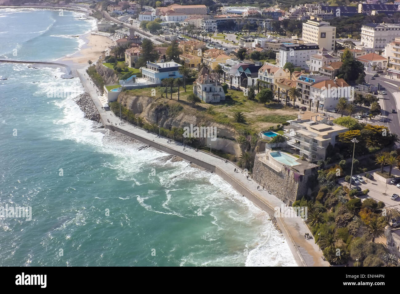 Aerial view of Estoril coastline near Lisbon in Portugal Stock Photo ...