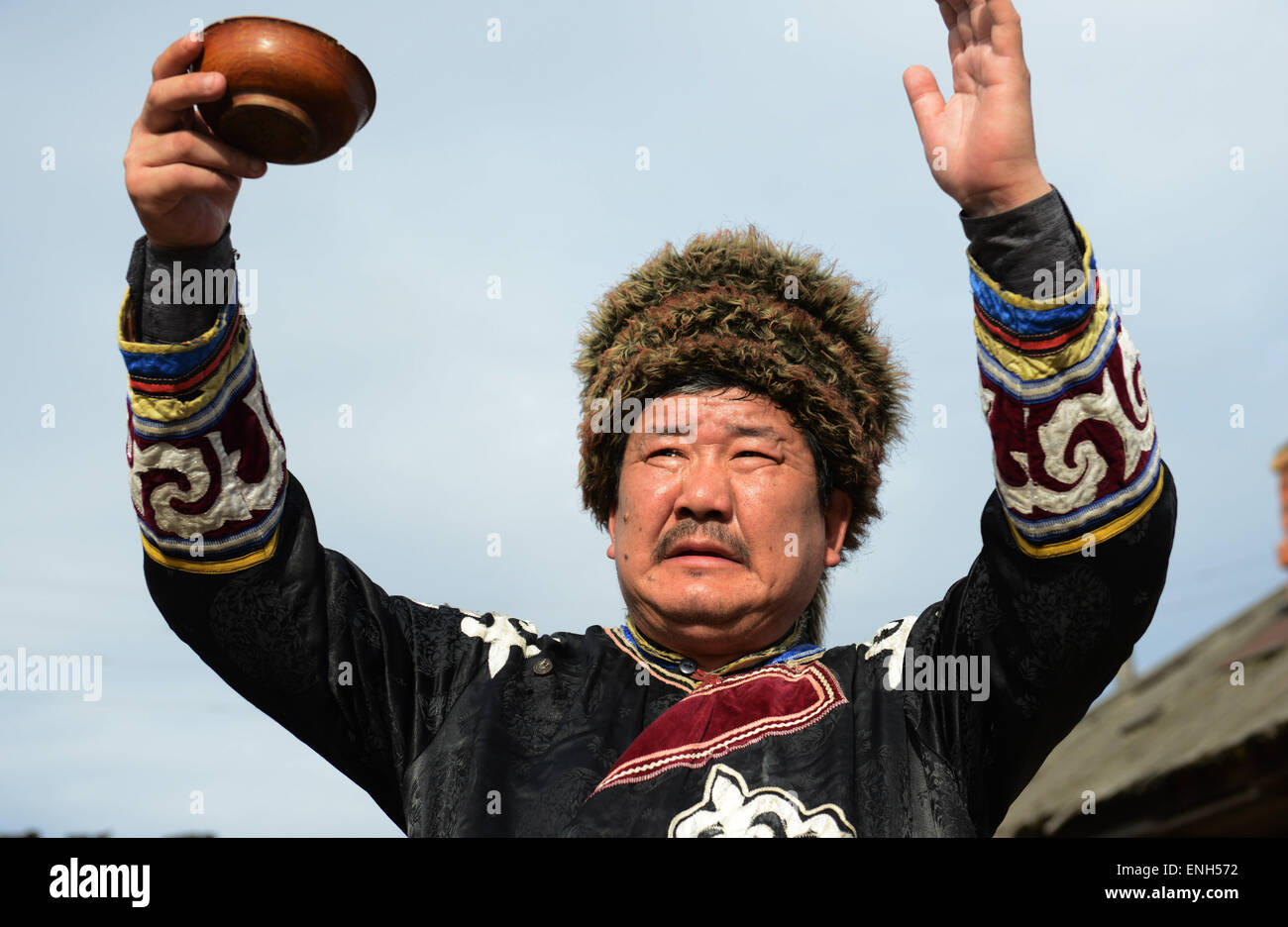 A Buryat Shaman conduction a traditional Shamanistic ceremony Stock ...