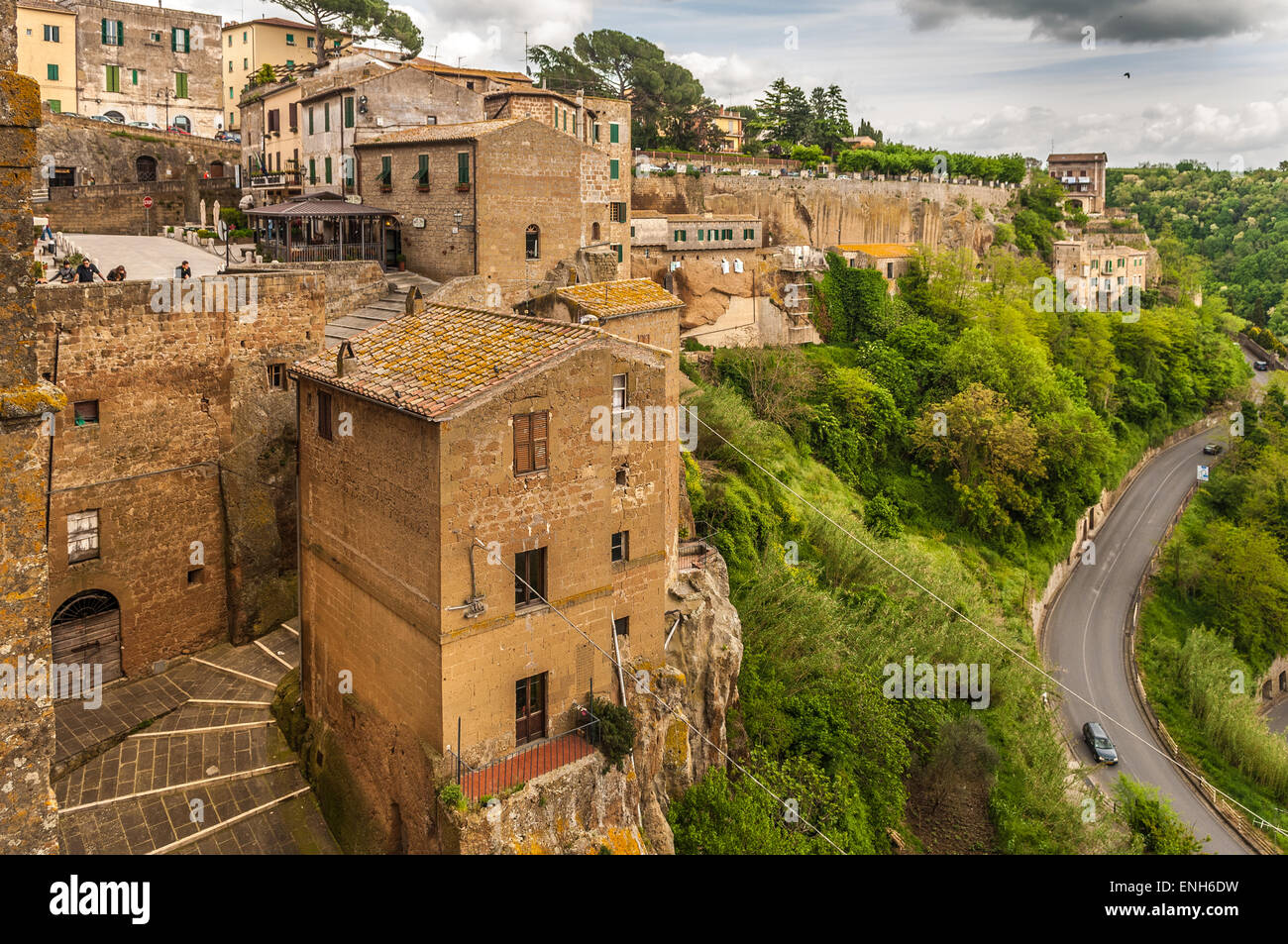 City of Pitigliano erected atop a tufa rock butte in the Province of ...