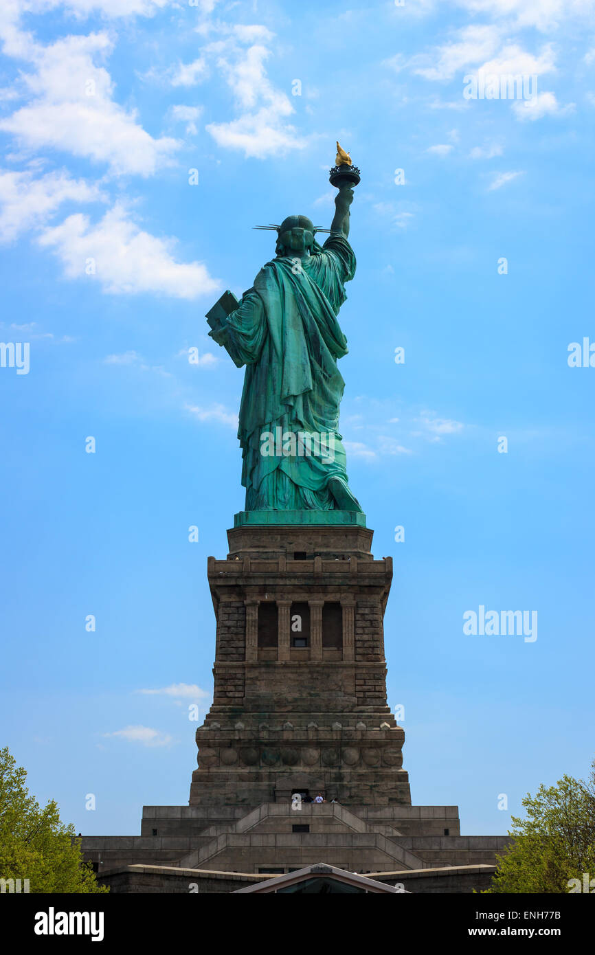 Statue of Liberty, back view from Liberty Island Stock Photo - Alamy