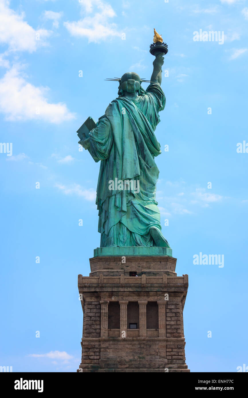 Statue of Liberty, back view from Liberty Island Stock Photo - Alamy