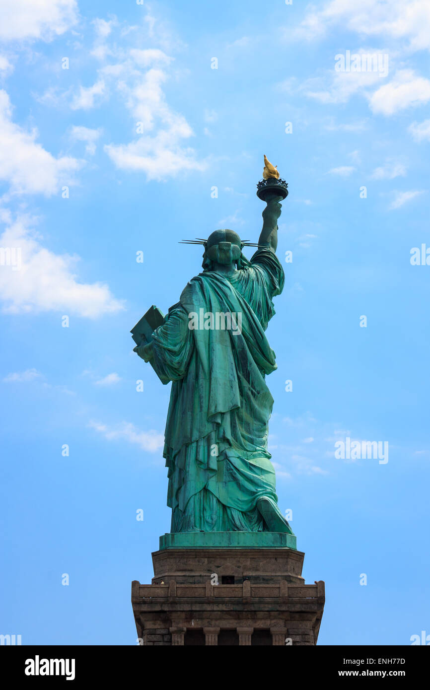 Statue of Liberty, back view from Liberty Island Stock Photo - Alamy