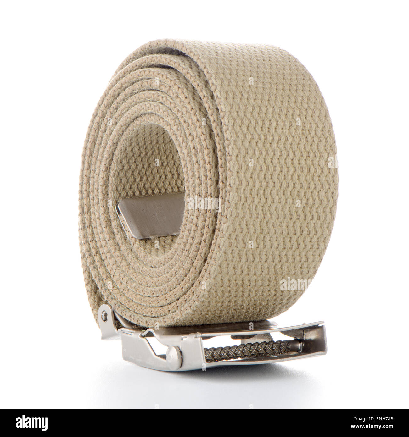 Beige belt on white background Stock Photo - Alamy