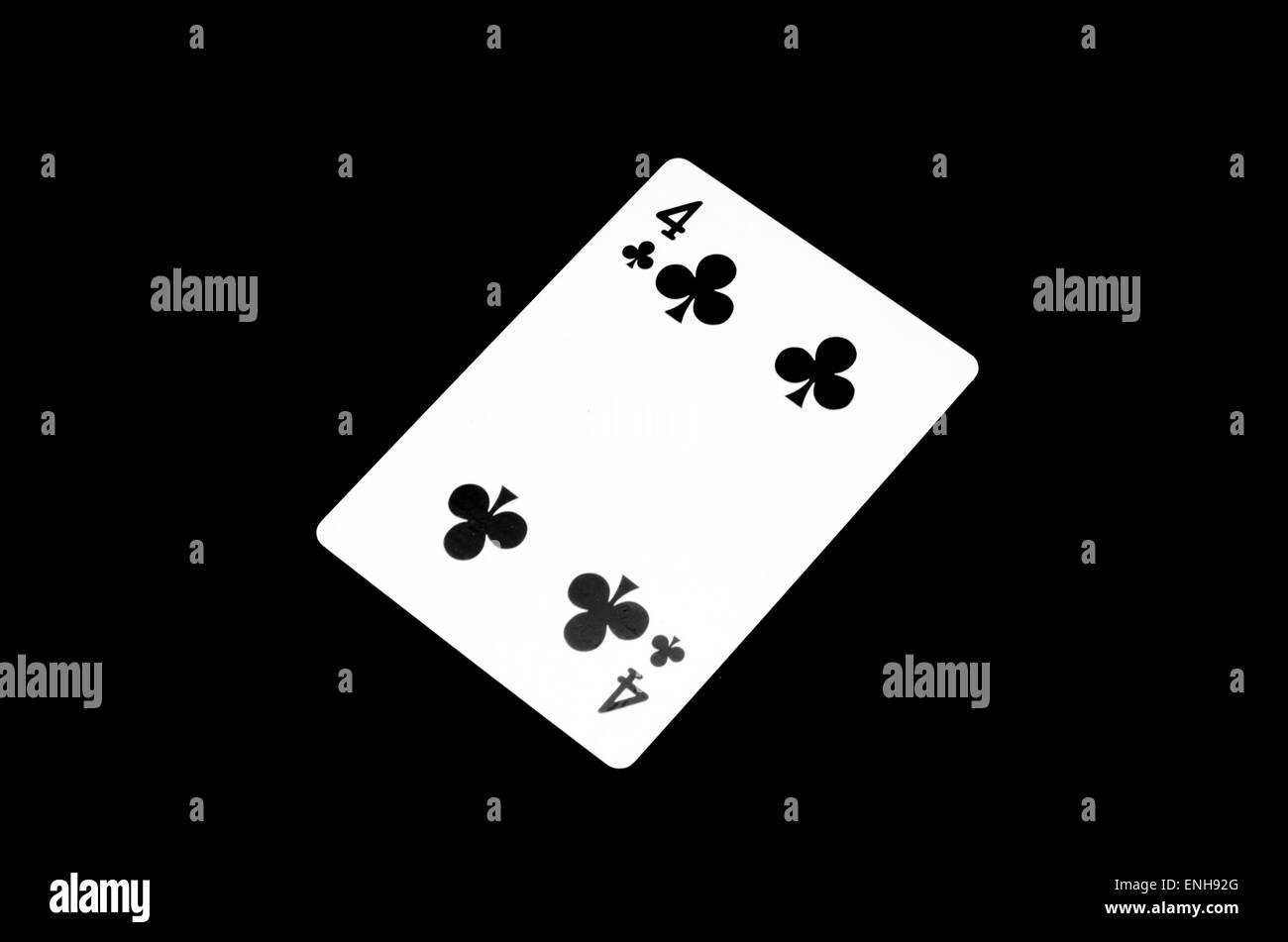 number four clover card isolated on black Stock Photo - Alamy