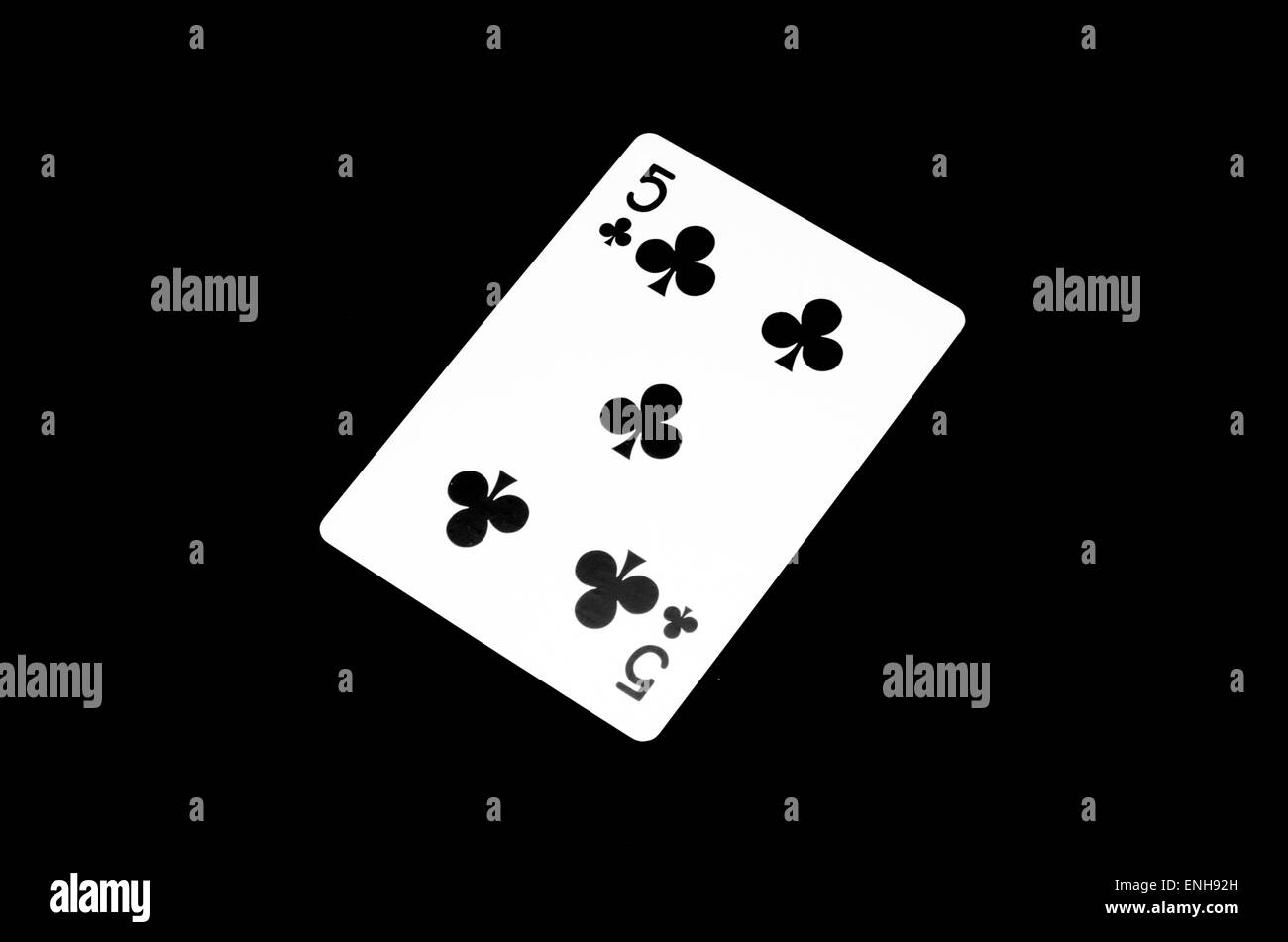 number five clover card isolated on black Stock Photo - Alamy