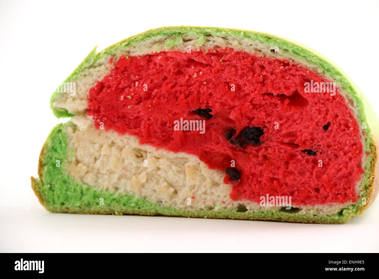 Sliced raisin red bread on white background Stock Photo - Alamy